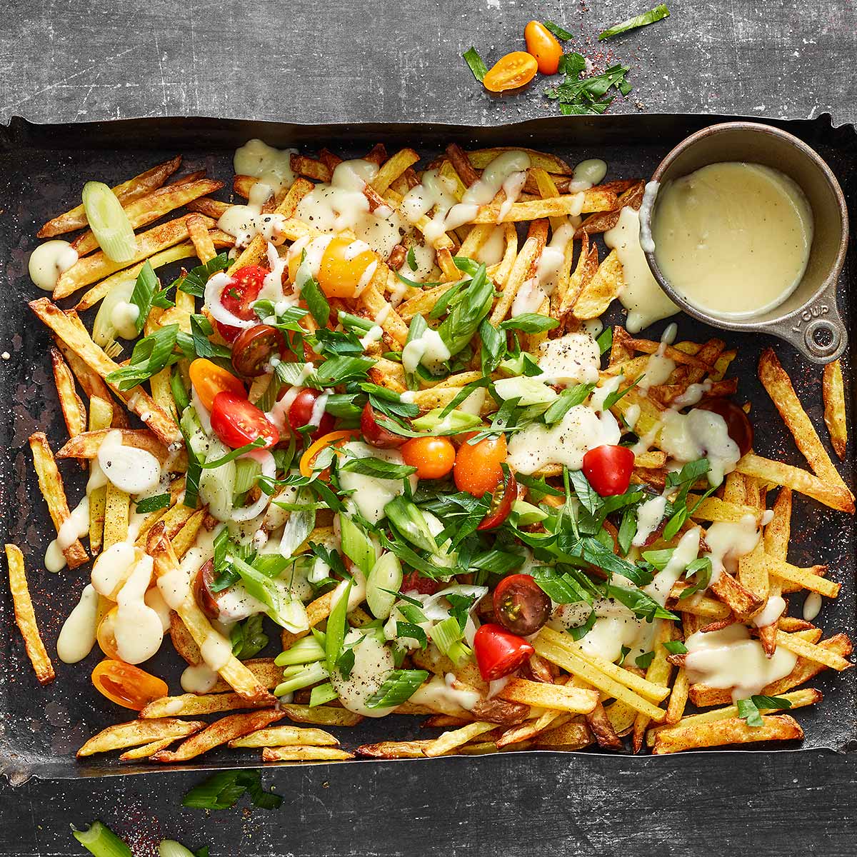 Airfryer loaded Fries et sauce au fromage – Recettes de Friteuse à air